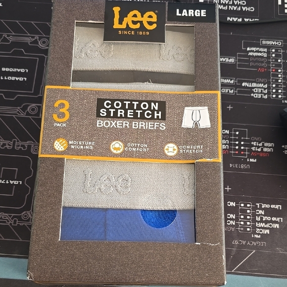 Lee | Underwear & Socks | Lee Boxer Briefs Blue Gray Black Cotton ...